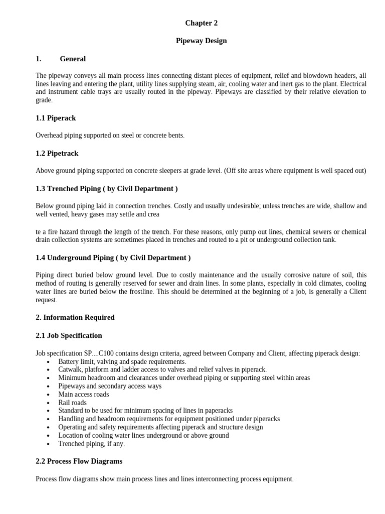 Cap 2 Plant Layout - Pipeway Design | PDF | Drainage | Pipe (Fluid ...