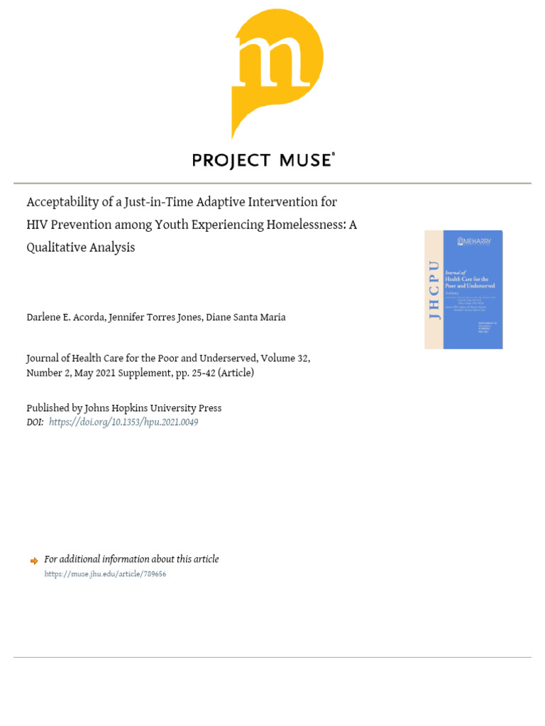 Project Muse 789656 | PDF | Prevention Of Hiv/Aids | Mental Health