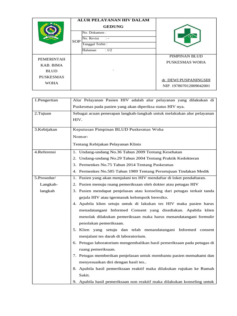 Sop Pelayanan Hiv Dalam Gedung | PDF