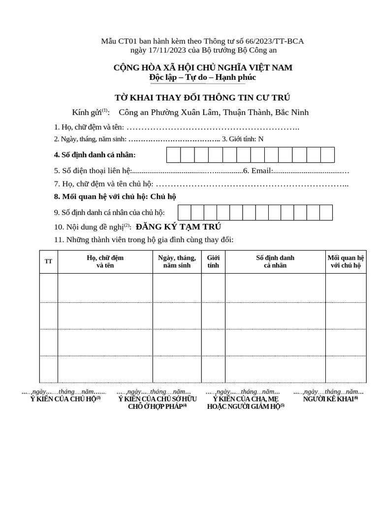 Mẫu CT01 | PDF