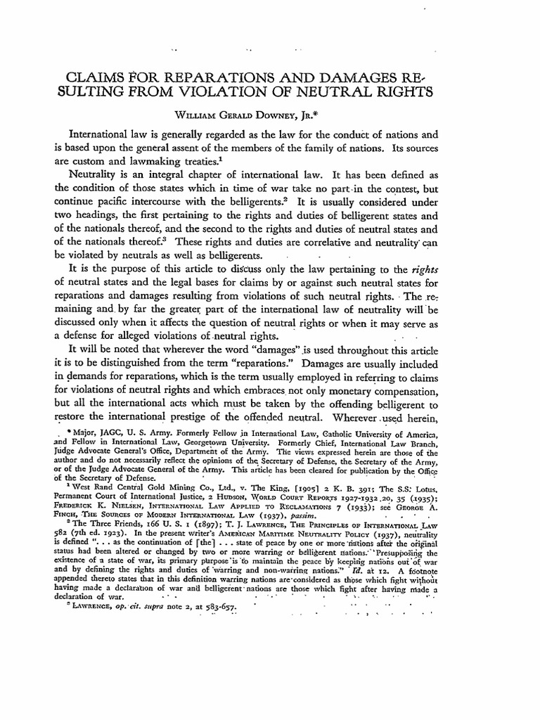 Neutral Rights: Claims for Reparations | PDF | Military Occupation ...
