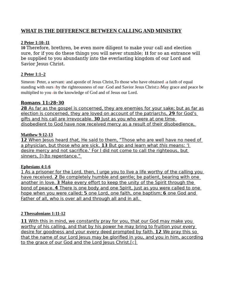 What Is The Difference Between Calling and Ministry | PDF | Jesus | Samuel