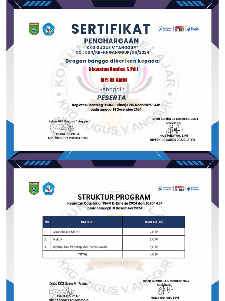 Sertifikat Niswatun Annisa, S.pd.i | PDF