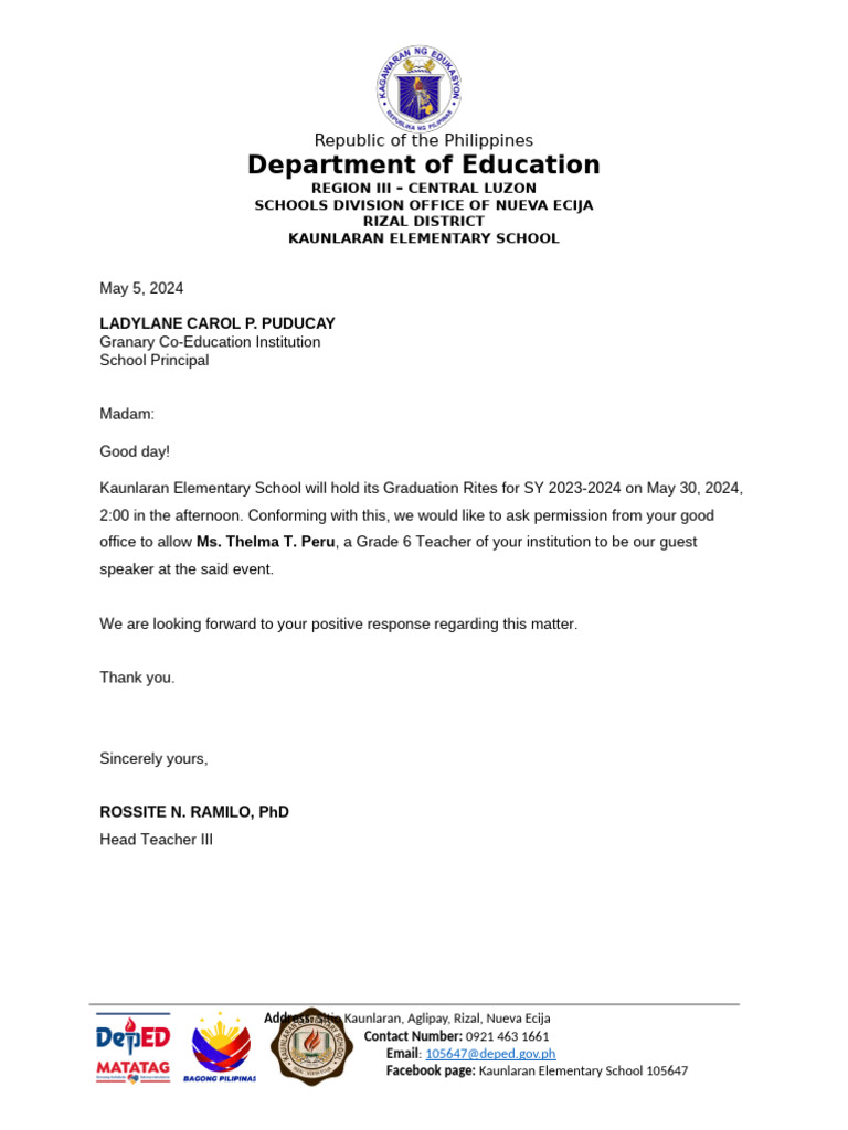 Letter Request For Guest Speaker | PDF