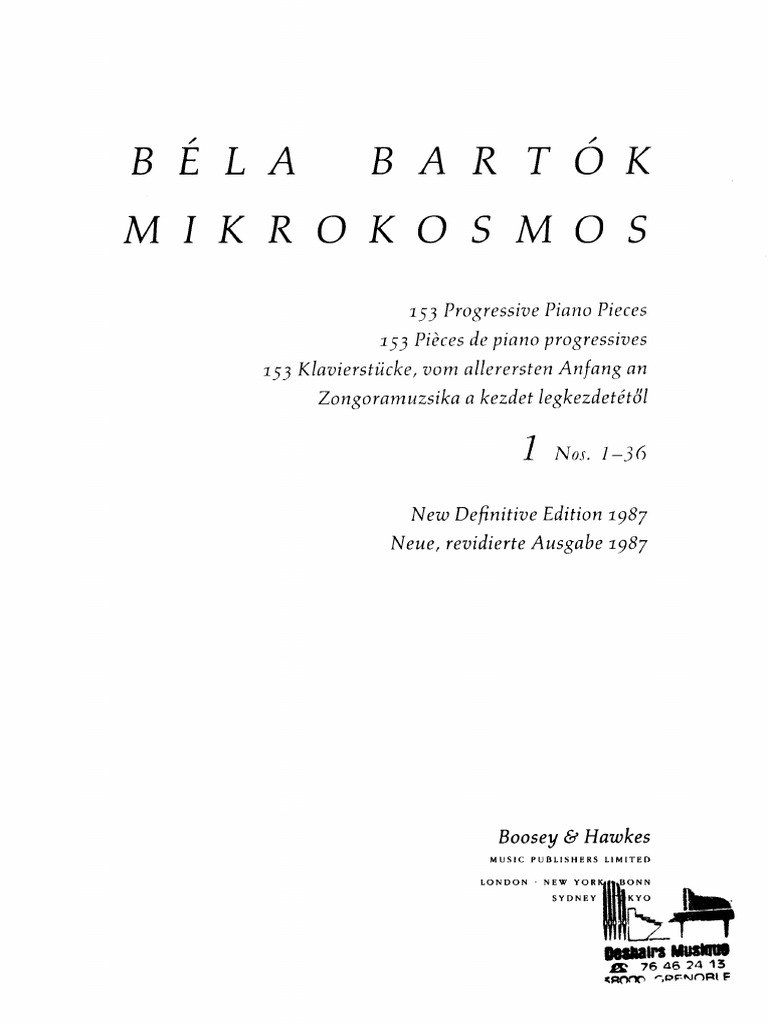 Bela Bartok - Mikrokosmos Vol 1 | PDF