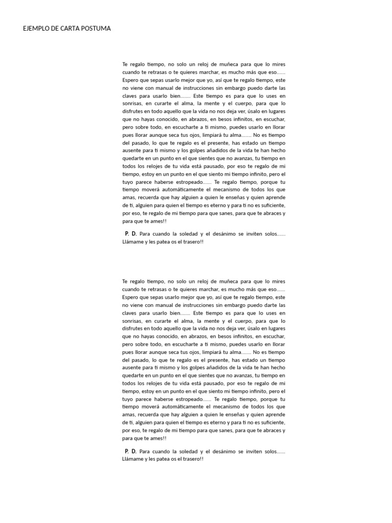 Ejemplo de Carta Póstuma | PDF