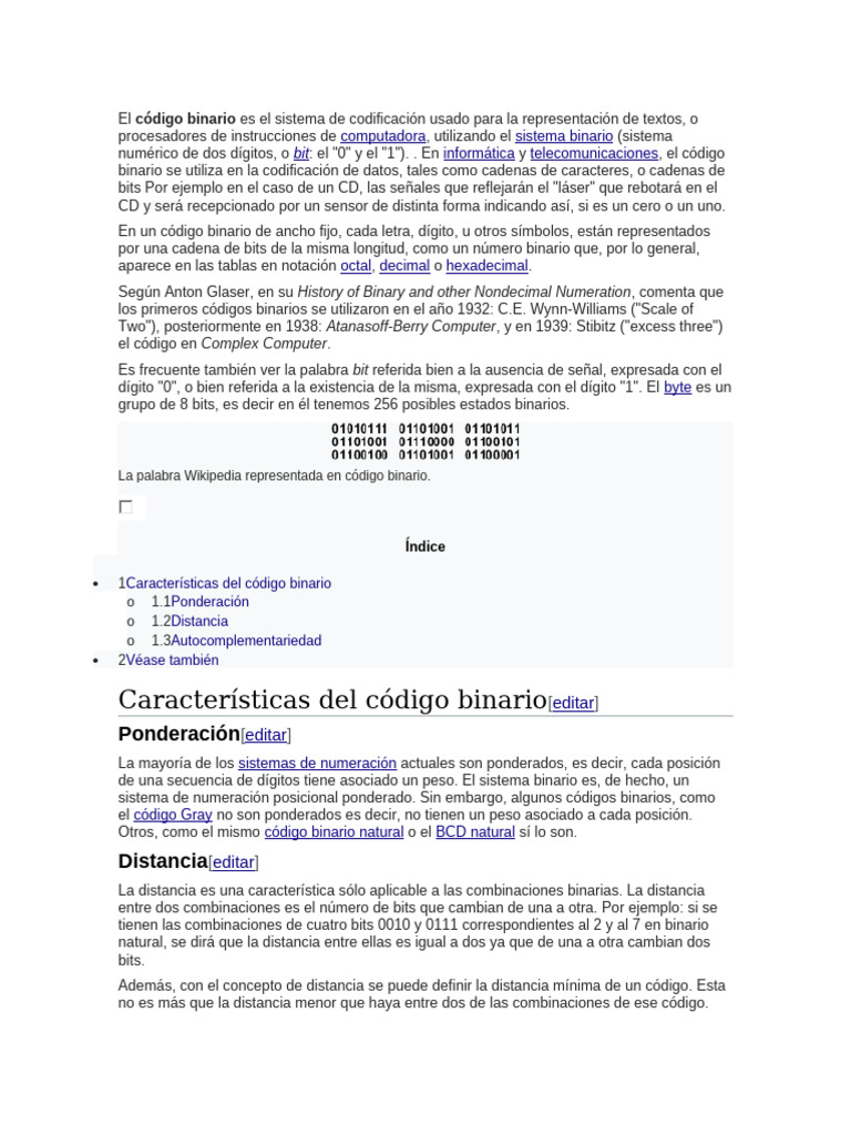 Codigos Binario | PDF | Convenciones de nombres | Codificaciones