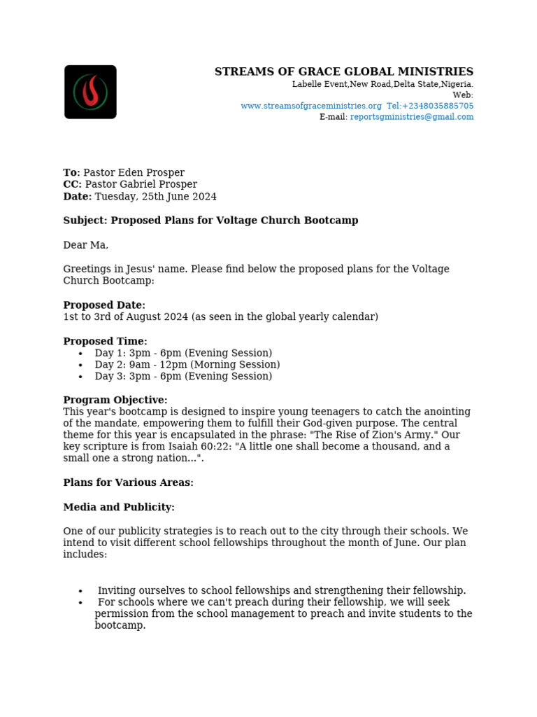 Voltage Church Bootcamp Plans 2024 | PDF