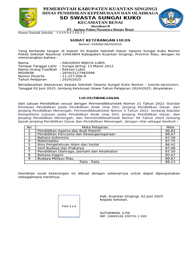 Contoh SKL | PDF
