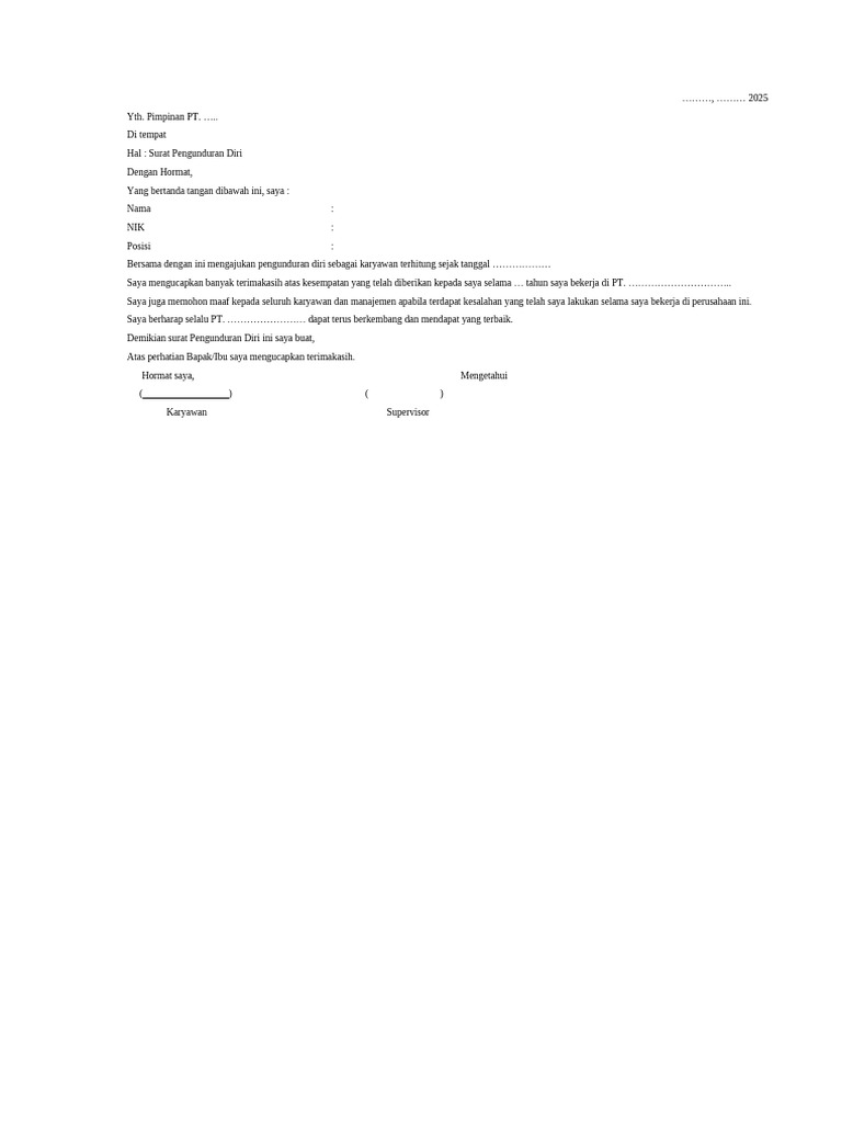 Surat - Resign | PDF