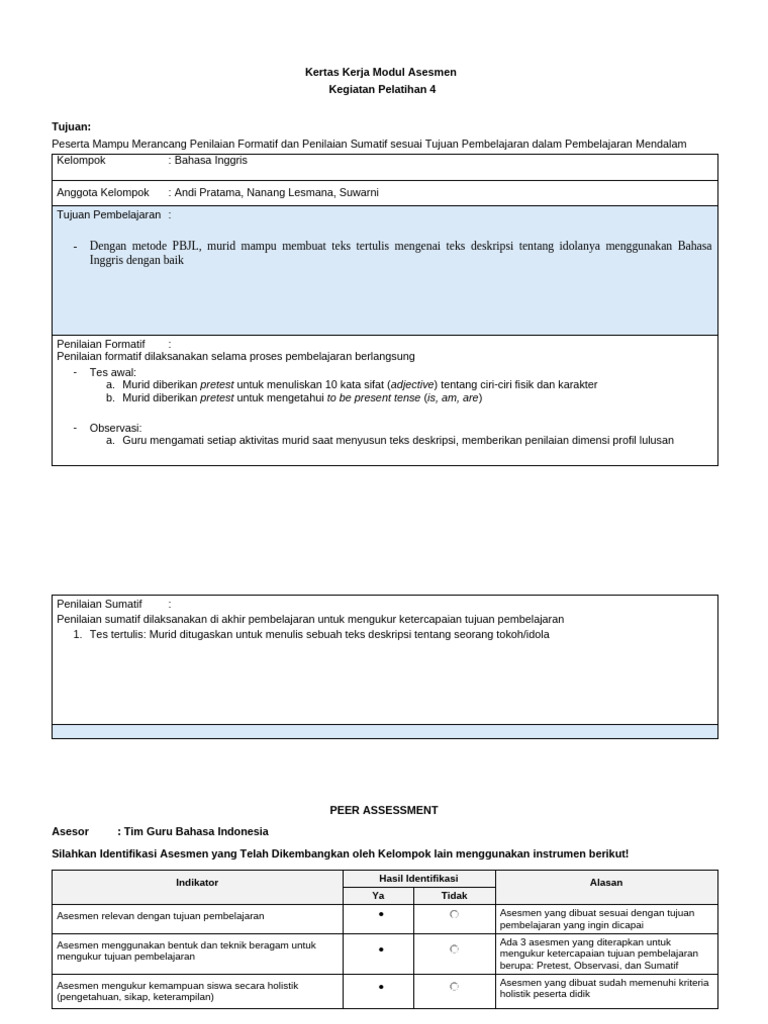 LK Modul 4 KP4 Asesmen PM | PDF