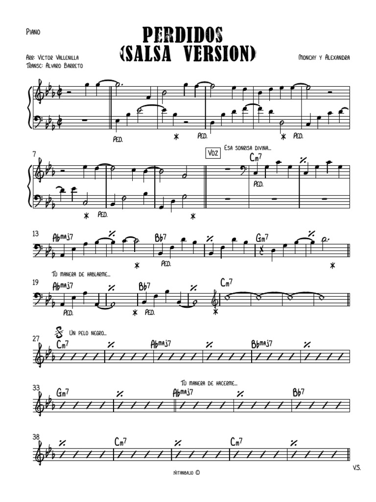 Salsa "Perdidos" - Partitura para Piano | PDF