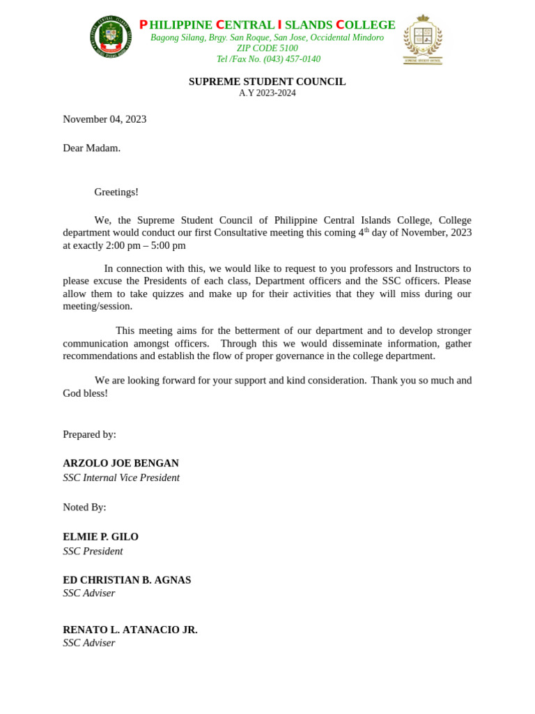 SSC Meeting Notice for November 2023 | PDF