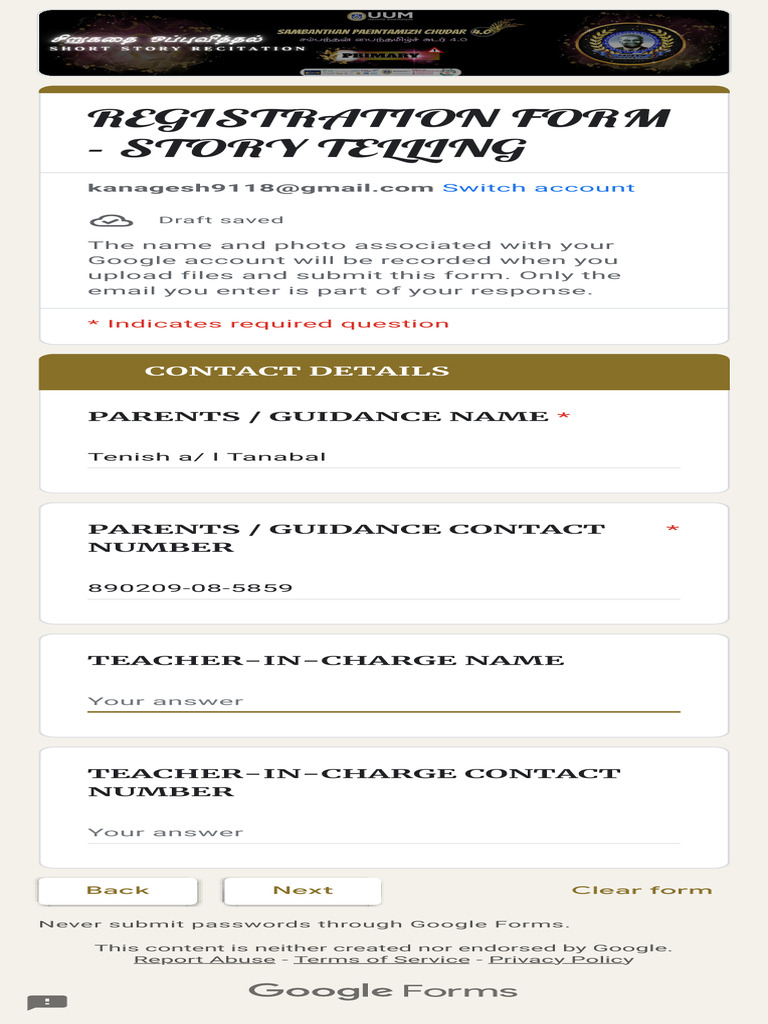 Registration Form - Story Telling | PDF