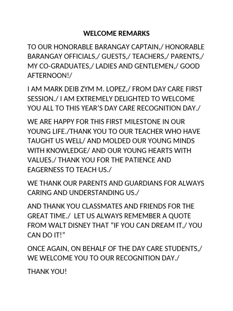 Welcome Remarks Zym | PDF