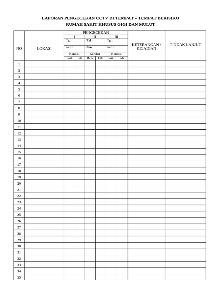Form Laporan Pengecekan CCTV | PDF