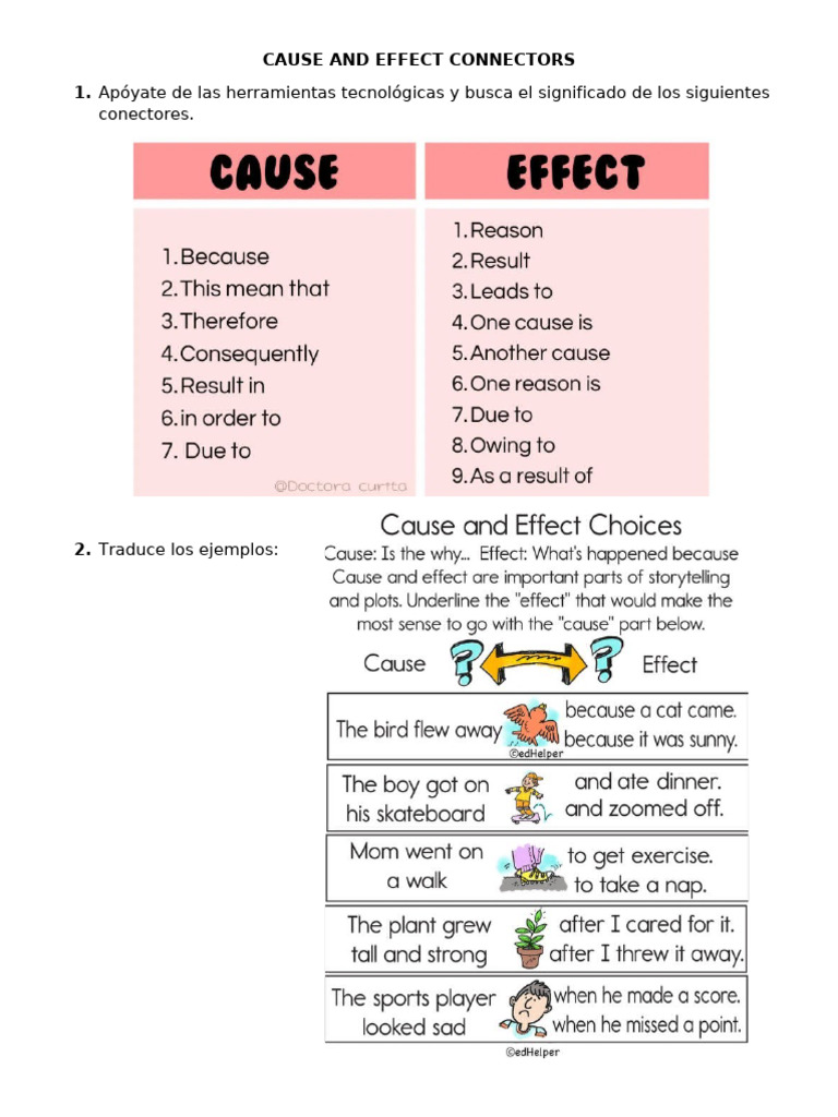 Cause and Effect Connectors 9,10 y 11 | PDF