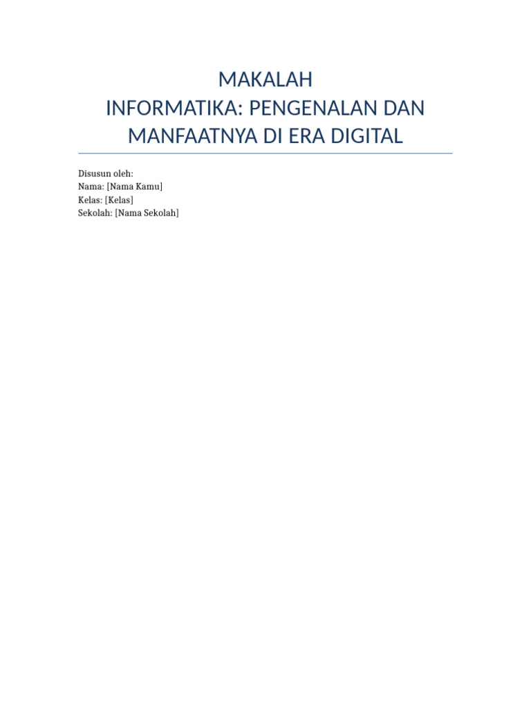 Manfaat Informatika untuk Siswa Kelas 11 | PDF