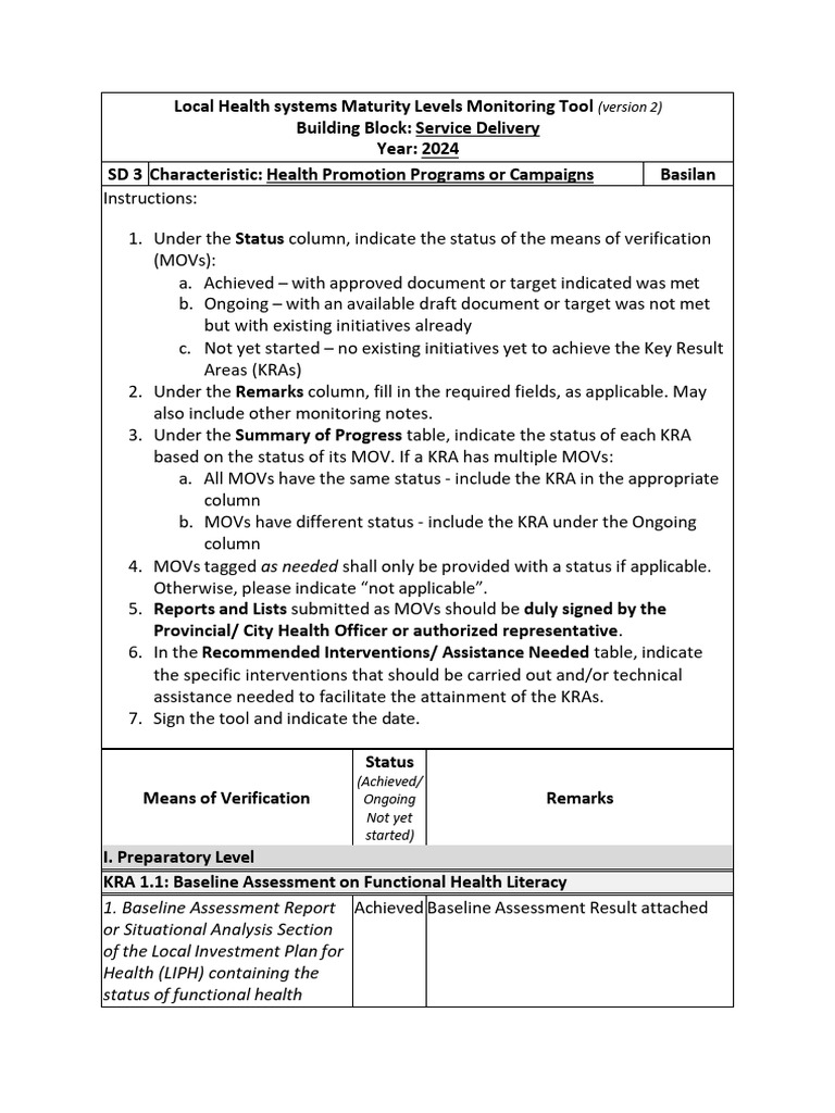 Health Systems Maturity Tool 2024 | PDF