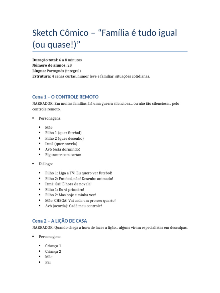 Sketch Comico Familia | PDF