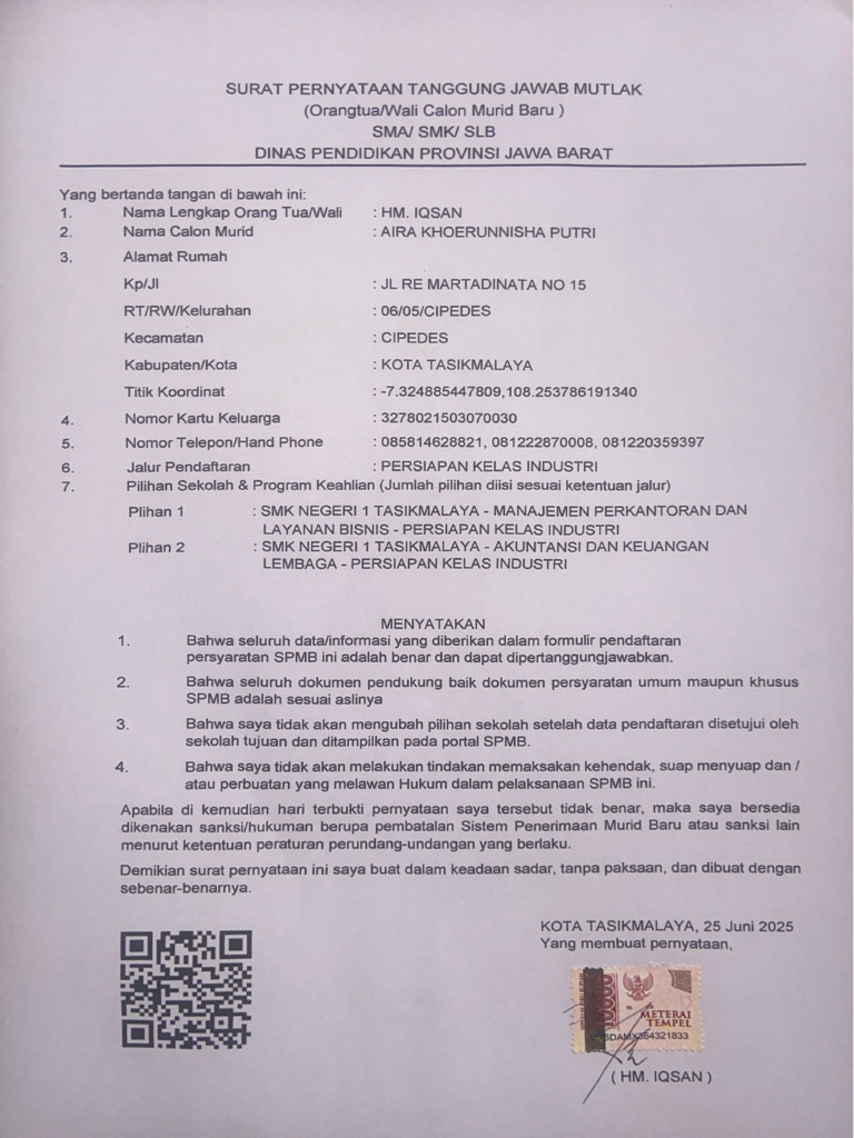 Surat Pernyataan Tanggung Jawab Mutlak | PDF