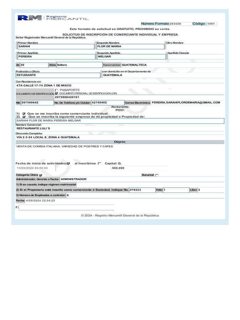Formulario Derecho Mercantil | PDF