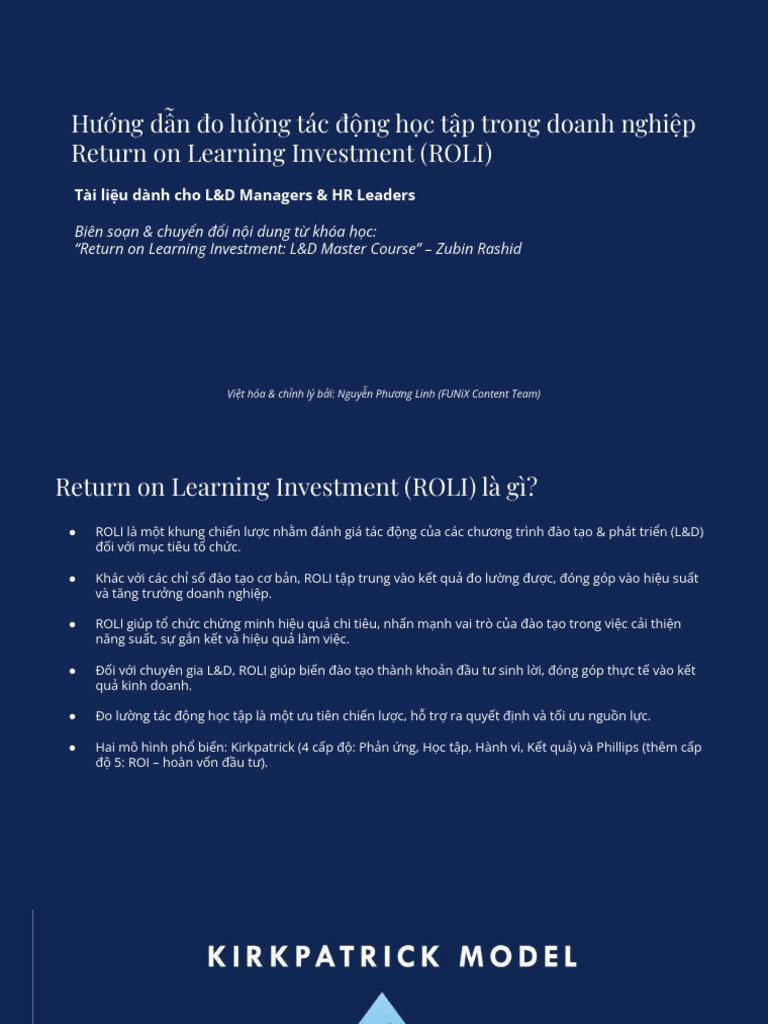 Return On Learning Investment - L&D Master Course | PDF