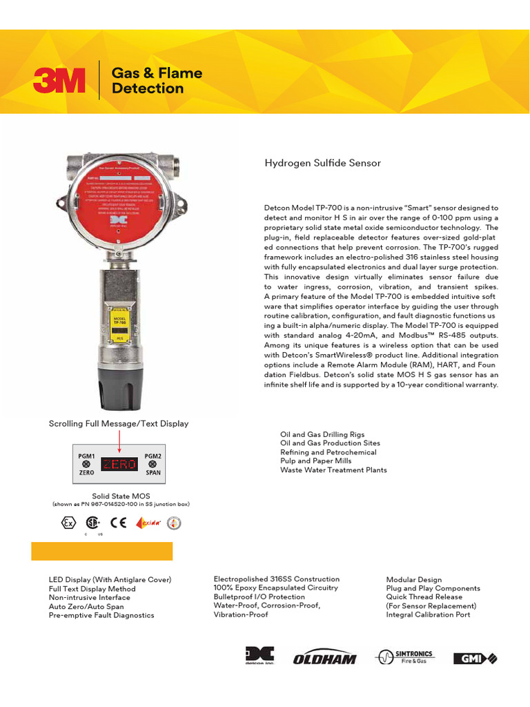 Detcon Tp700 h2s Mos Brochure | PDF