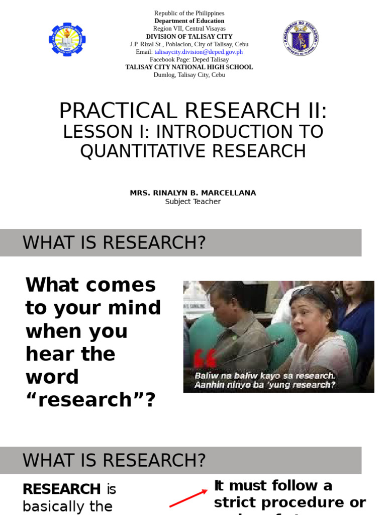 1st Lesson 1 Intro To Quanti | PDF | Statistics | Data