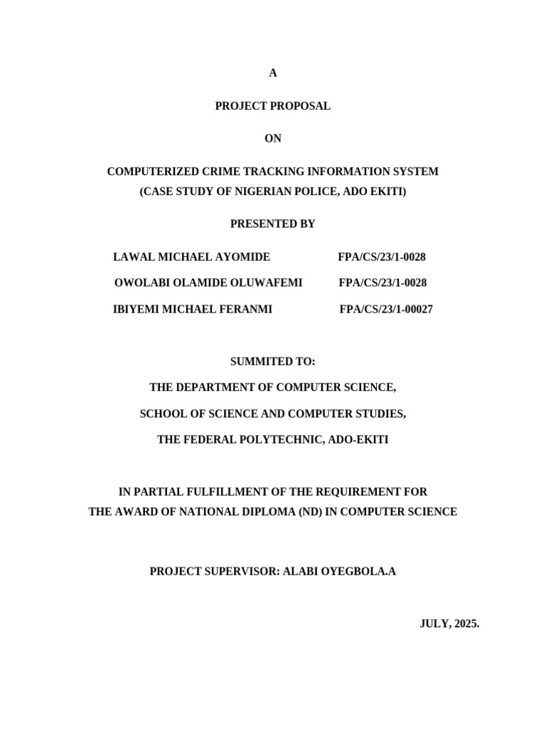 Computerized Crime Proposal C | PDF | Police | Crimes