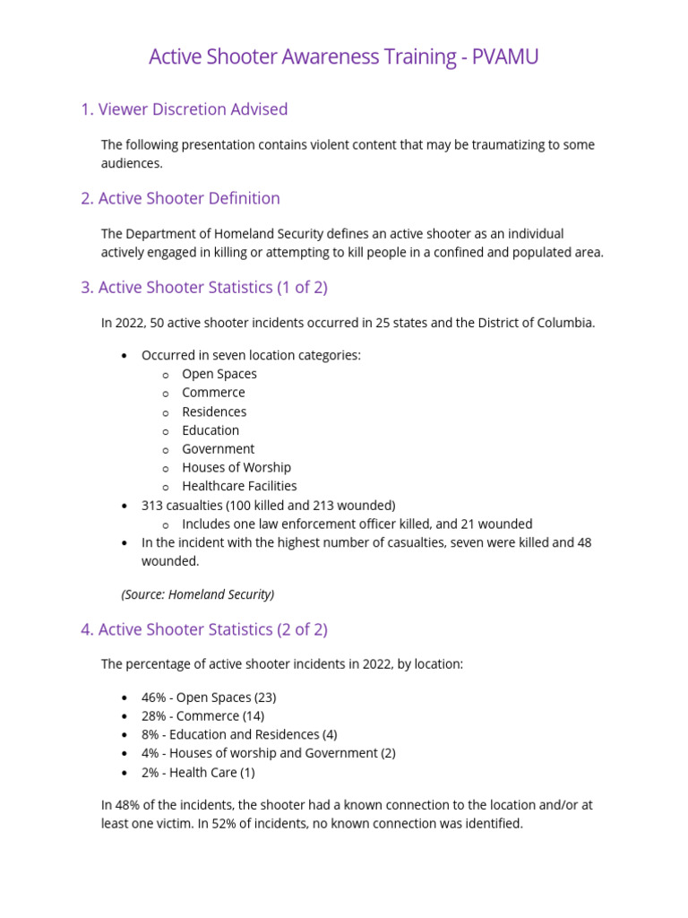 Active Shooter Text Version | PDF | Violence | Crimes
