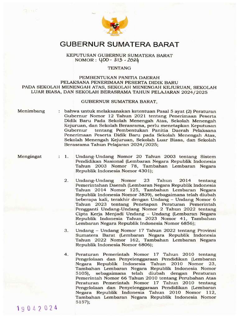 SK Panitia PPDB 2024 Ok Stempel | PDF