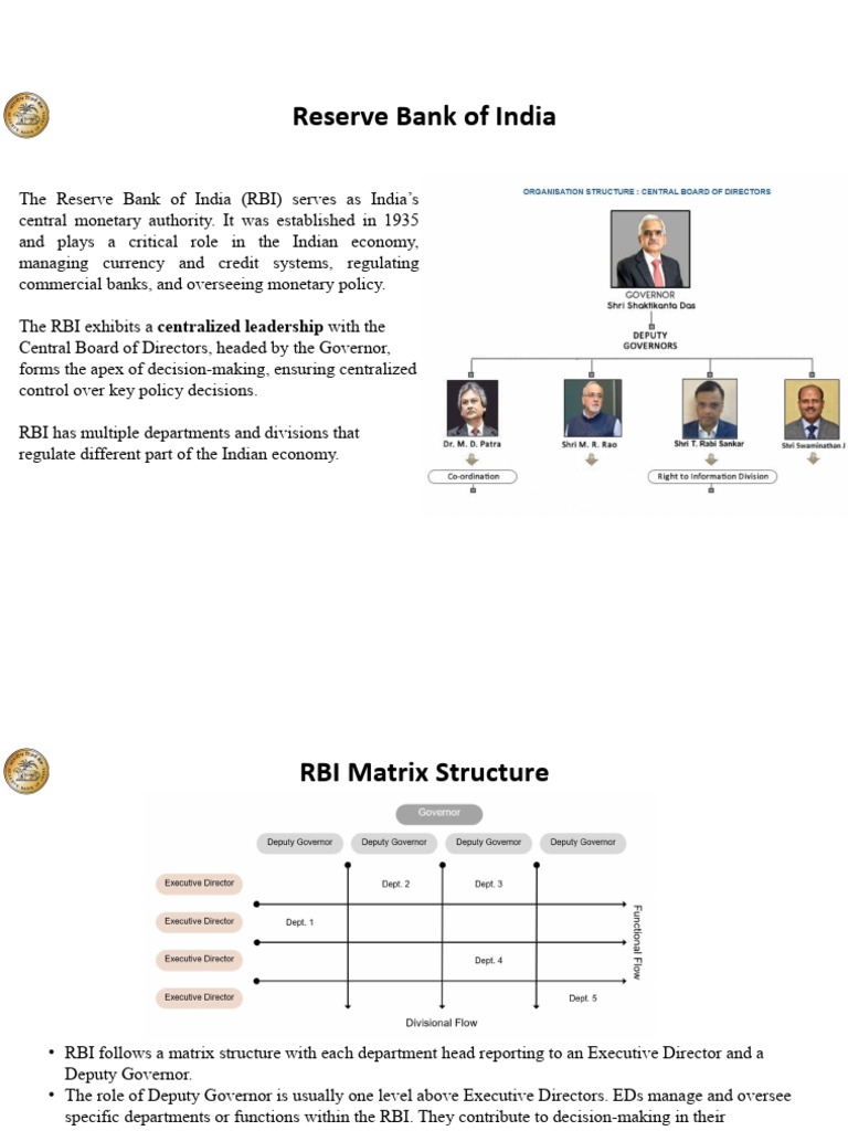 RBI Organizational Structure | PDF | Reserve Bank Of India | Central Banks