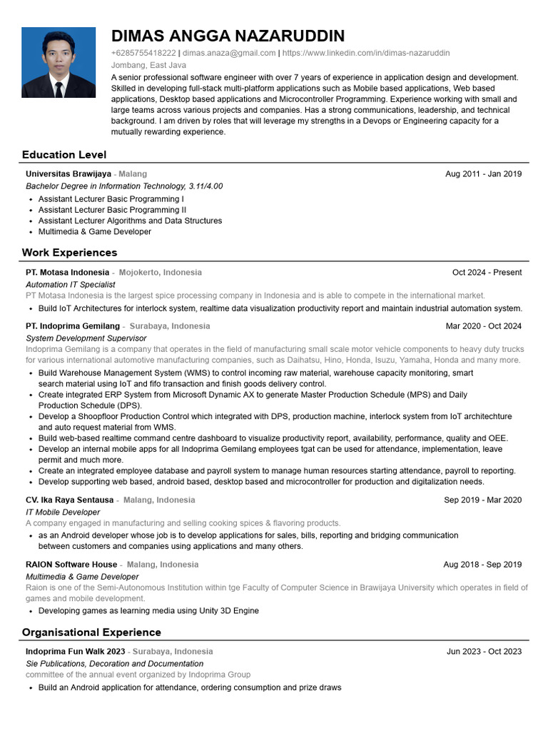Dimas Angga's Software Engineering CV | PDF | Computing | Information ...