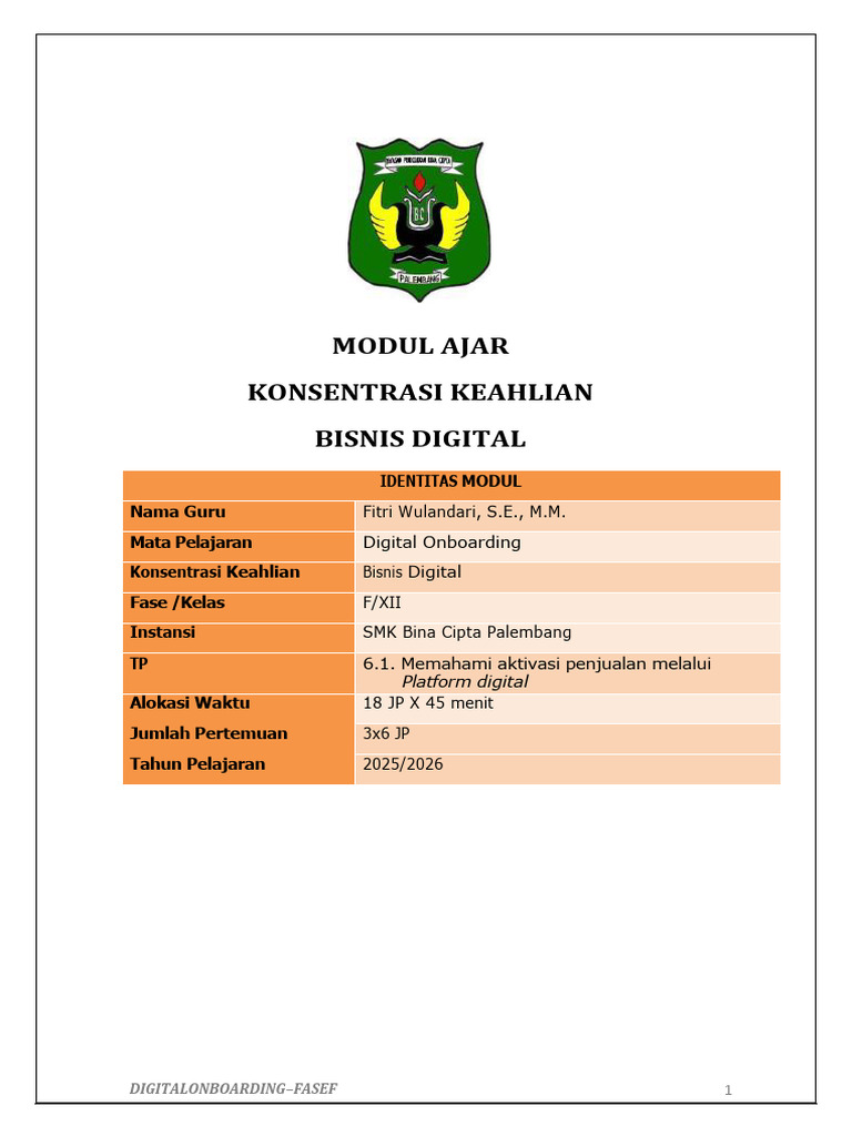 Modul Ajar Bisnis Digital SMK Fase F | PDF