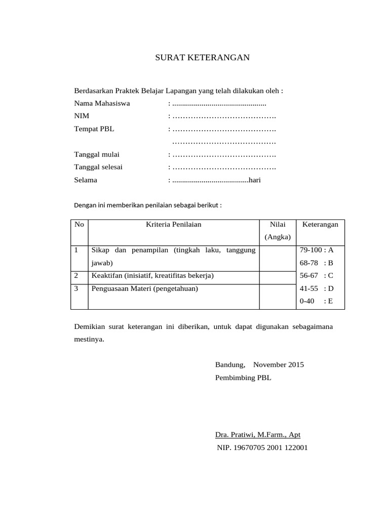 Form Penilaian PBL Frs Intansi | PDF