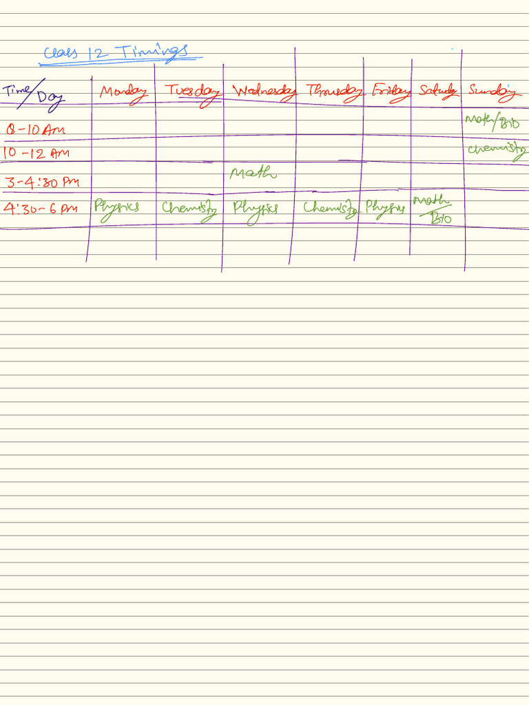 Class 12 Time Table-2 | PDF