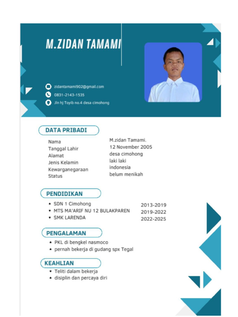 CV Zidan Tamami 2025 | PDF