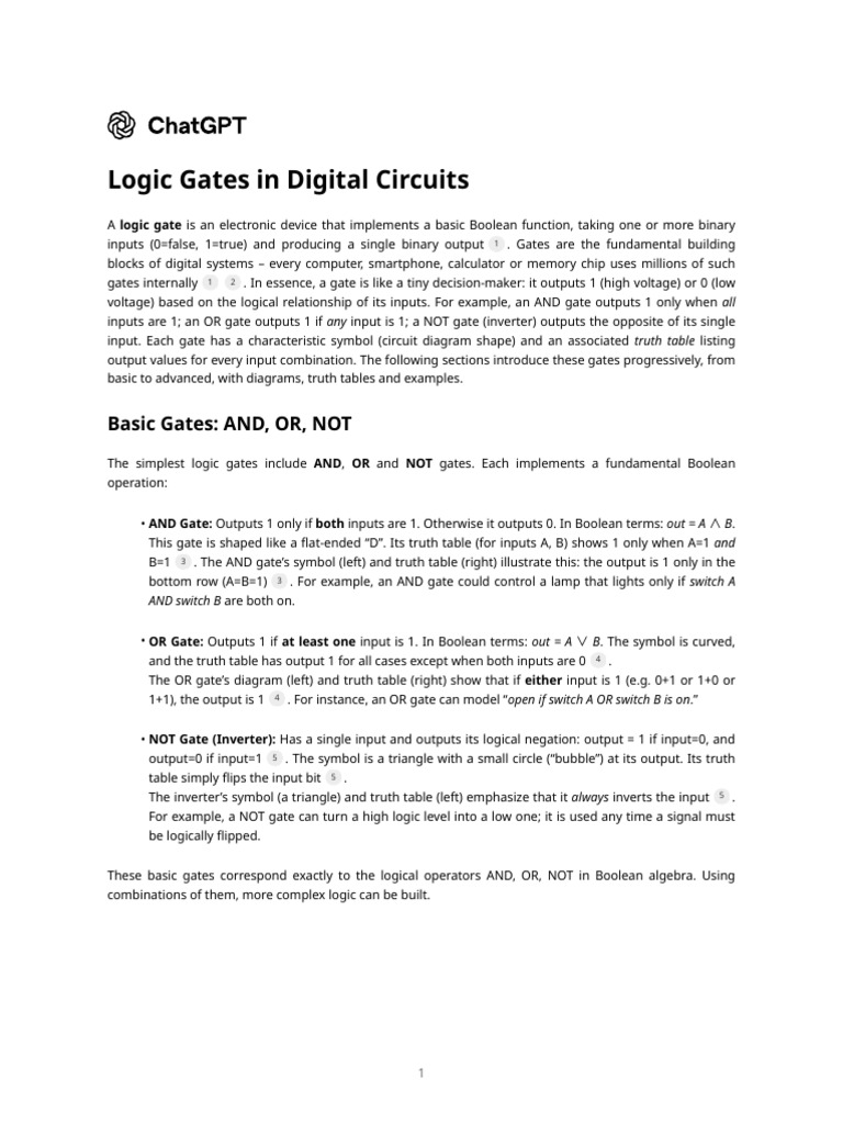 Logic Gates in Digital Circuits | PDF | Logic Gate | Central Processing ...