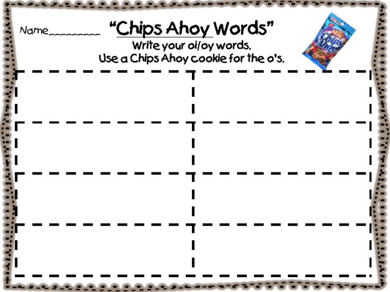 Chips Ahoy Oi, Oy Recording Sheet | PDF