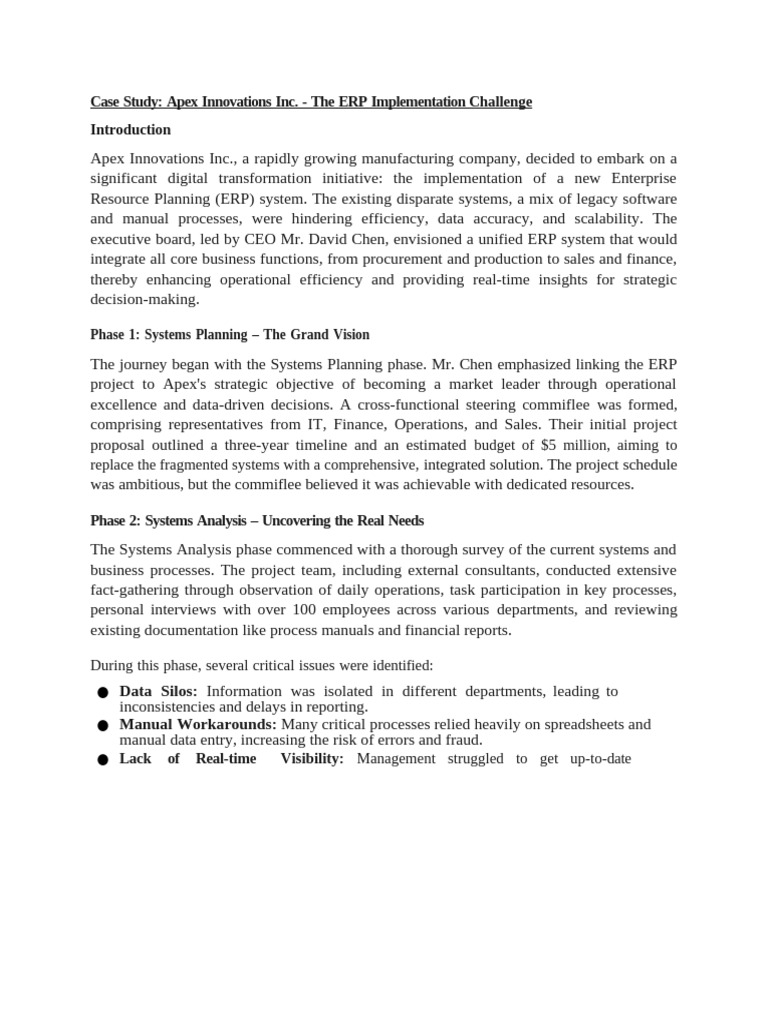 Aais Tuto Week 9 (SDLC Case Study) | PDF | Audit | Enterprise Resource ...