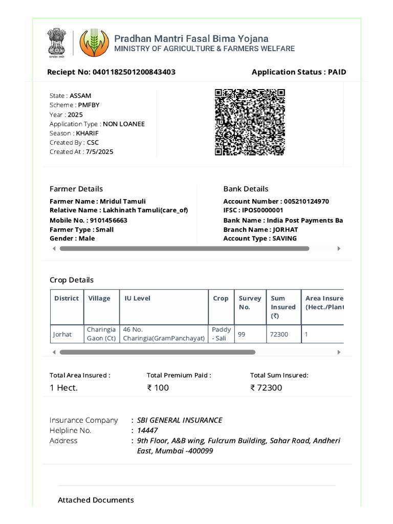 Pradhan Mantri Fasal Bima Yojana - Crop Insurance - PMFBY - Crop Insuranceb | PDF