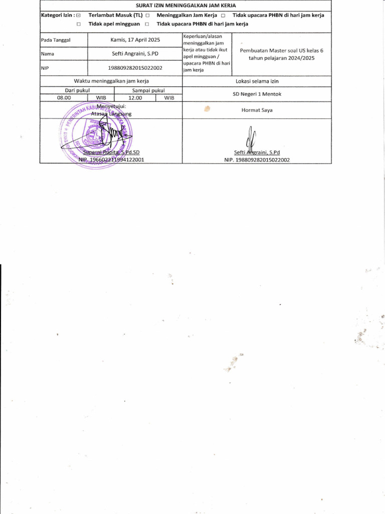 Surat TL Sefti Angraini | PDF