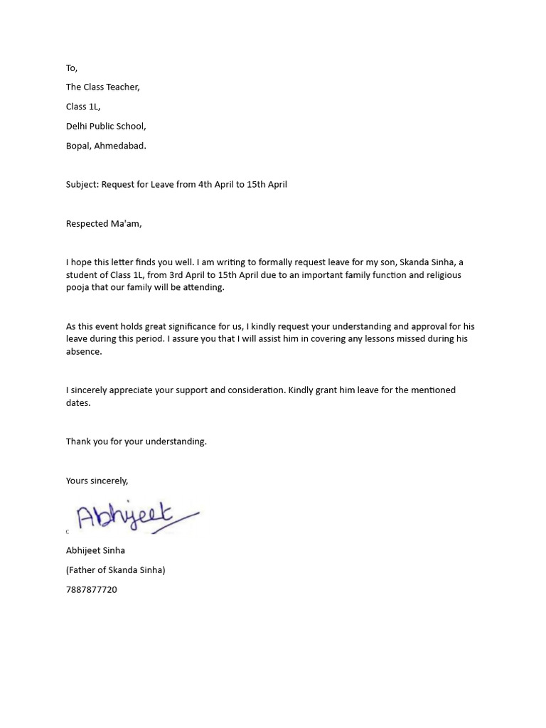 Leave Request for Religious Event | PDF