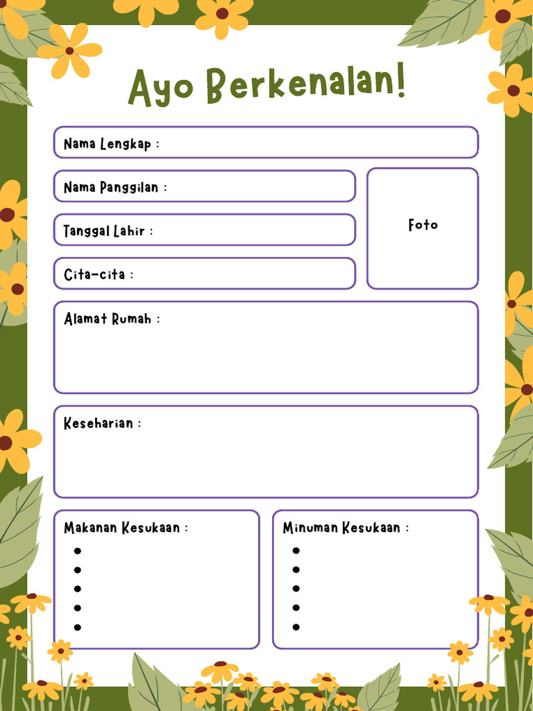 Biodata Perkenalan Siswa Hijau Dan Kuning Estetik Ilustratif Dokumen A4 - 20250710 - 110933 ...