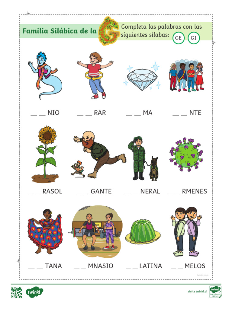 Guia de Trabajo Familia Silabica Letra G Ge Gi Ver 1 | PDF