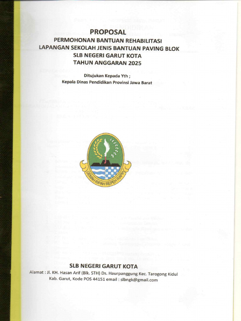 Proposan Pengaspalan SLBN Garut Kota | PDF
