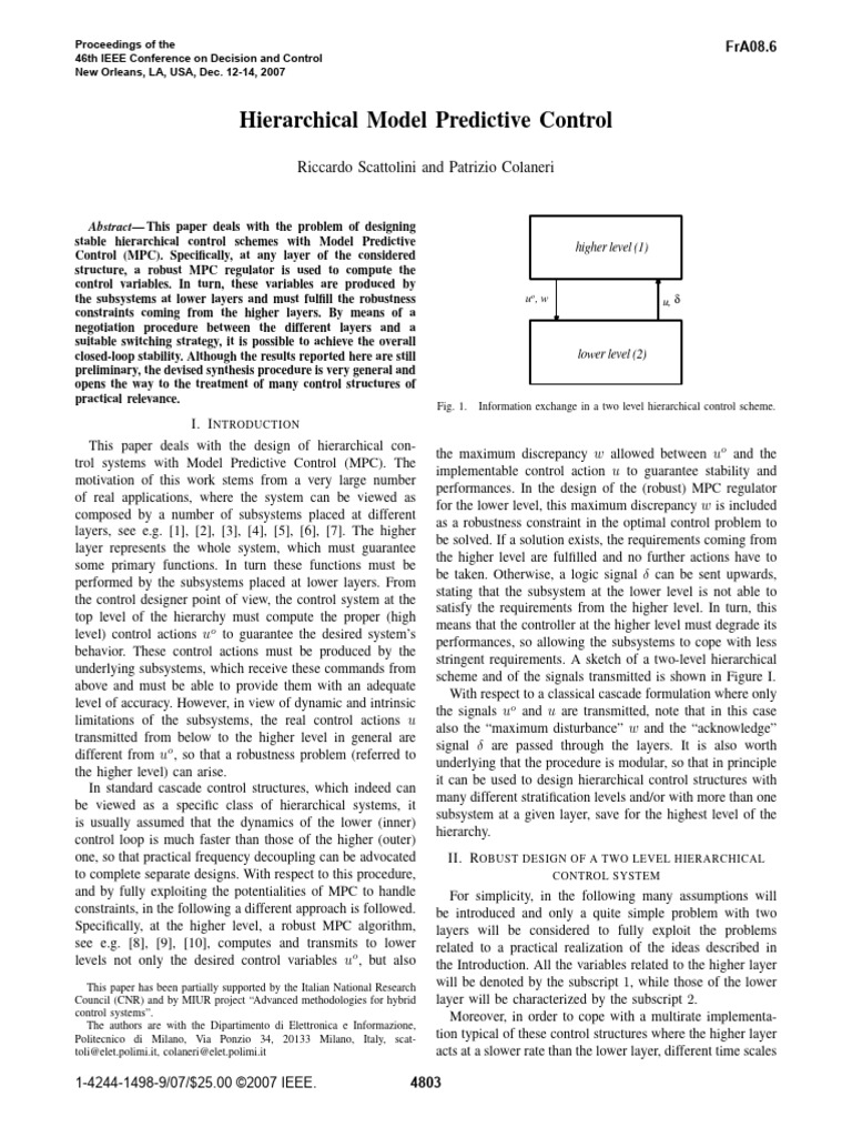 Hierarchical Model Predictive Control | PDF | Applied Mathematics | Mathematics