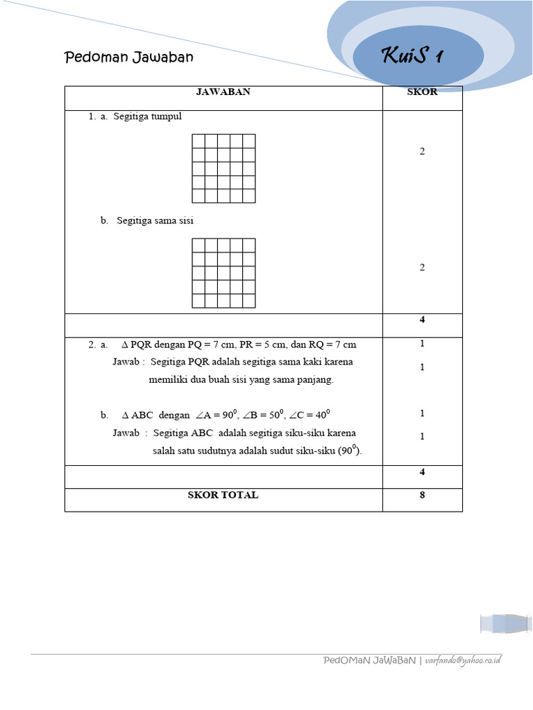 Pedoman Jawaban Kuis dan Latihan Geometri | PDF