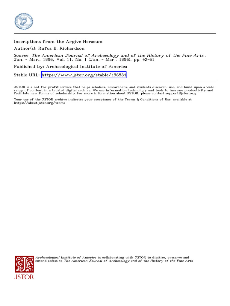 Inscriptions from the Argive Heraeum | PDF | Epigraphy